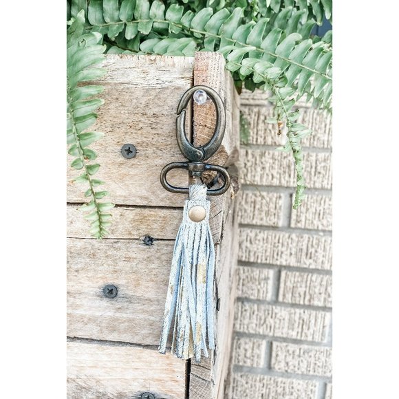Myra Bag | Accessories | Nwt Myra Bag Gold Foil Cowhide Tassel Key Fob ...